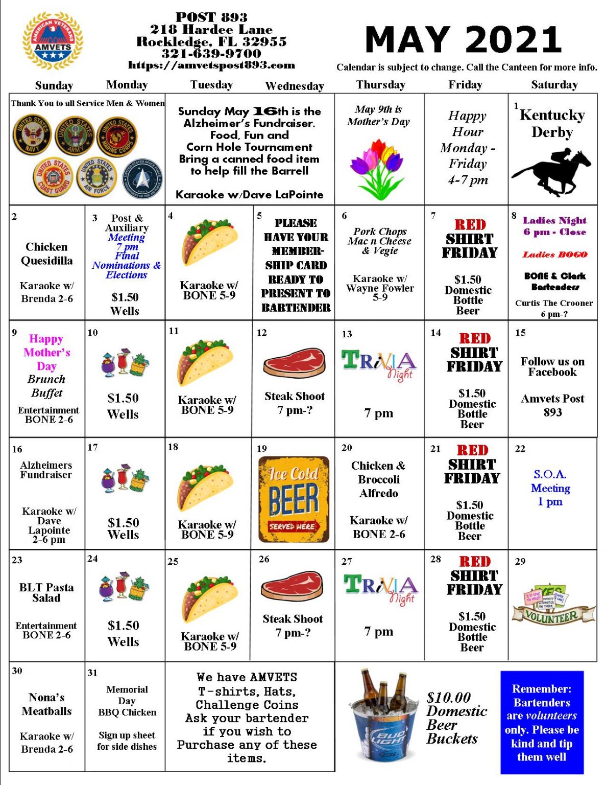 MAYS CALENDER 2021 – AMVETS Post 893